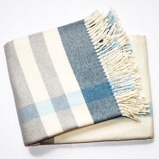 Plush Multi Blue Plaid Throw Blanket with Tassels - Bed Bath & Beyond ...