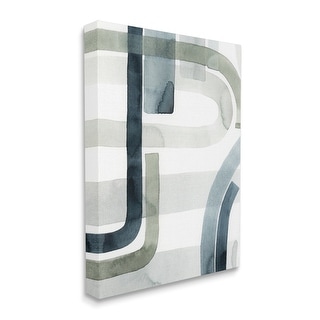 Stupell Dark Blue Green Linework Abstract Swoop Design Canvas Wall Art ...