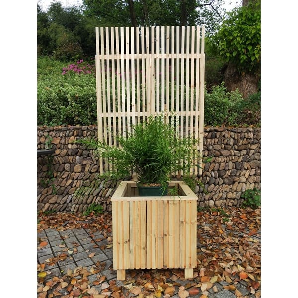 70in x 20in x 20in Wooden Cafe Barrier Planter with Trellis - 1 Set ...