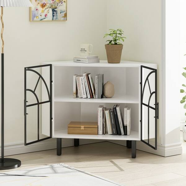 Glass Two-Door Hexagonal Corner Sideboard - Bed Bath & Beyond - 40225015