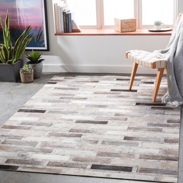 Naman Handmade Modern Striped Hair on Hide Area Rug - Bed Bath & Beyond ...