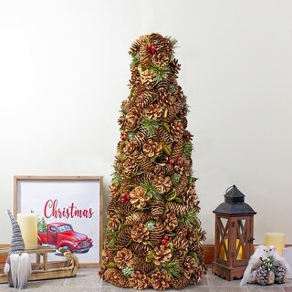 Lightweight Artificial Christmas Tree with Pine Cone Decorations - Bed ...