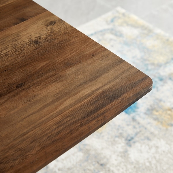 Modern Minimalist Style Dining Table MDF wooden Top Black Metal Shelf ...