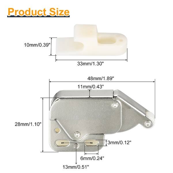 Automatic Spring Loaded Push to Open Door Catch Touch Lock 48mm Silver ...