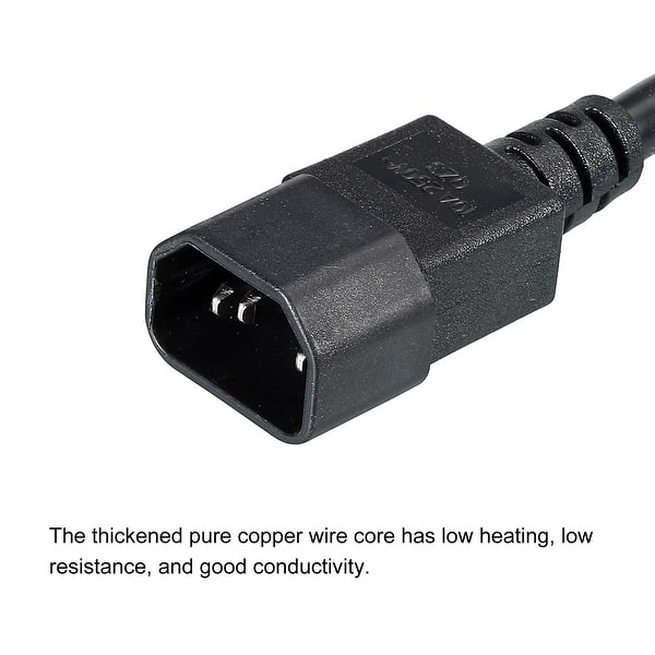 AC Power Cord 3 Prong C14 Male to C15 Female 1.5M PDU Extension Cable - Black - 250V 10A - Bed ...