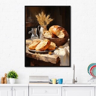 Designart "Food Breads A Rustic I" Breakfast Framed Wall Decor - Bed ...