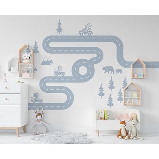 Road wind Wall Decal Highway Vinyl Sticker Track Route Wall Decor - Bed ...
