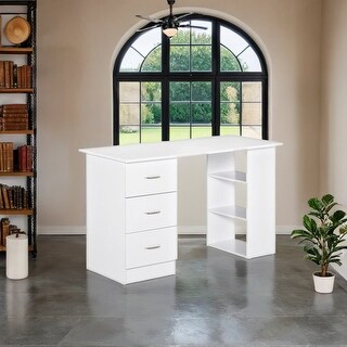 47" Modern Home Office Computer Desk with 3 Drawers and Storage Shelf ...