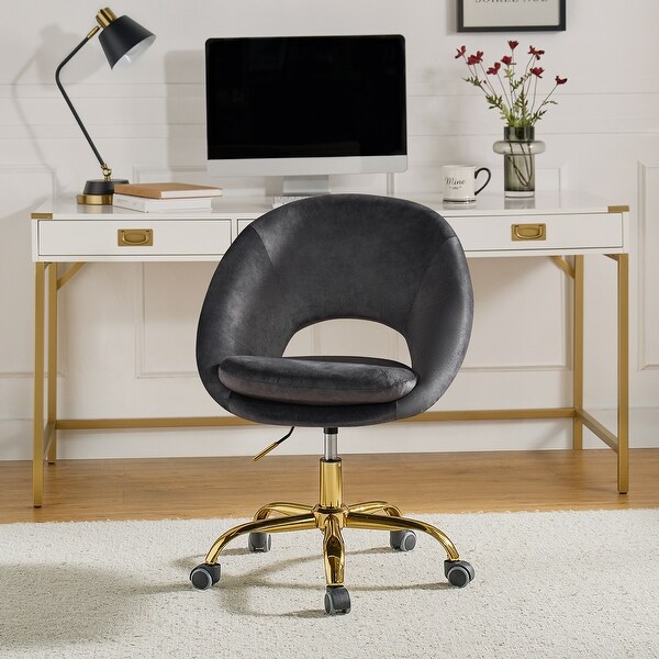 Ramona Modern Velvet Height Adjustable Swivel Task Chair with Metal Base by HULALA HOME On Sale Bed Bath Beyond 29126408
