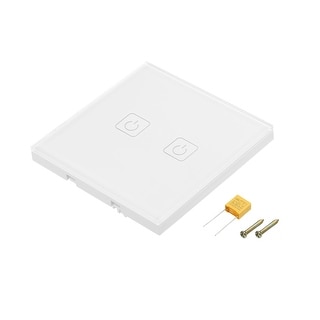 Touch Lamp Switch 2 Gang 1 Way Tempered Glass Panel White 86mmx86mm ...