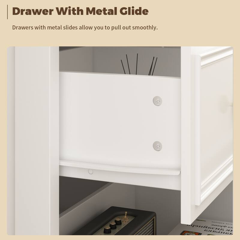 Timechee 63'' W Dresser White Chest Srorage Cabinet Lacquer Drawers ...