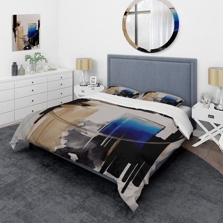 Designart "Blue Minimalist Abstract II" Blue Modern - Bed Cover Set ...