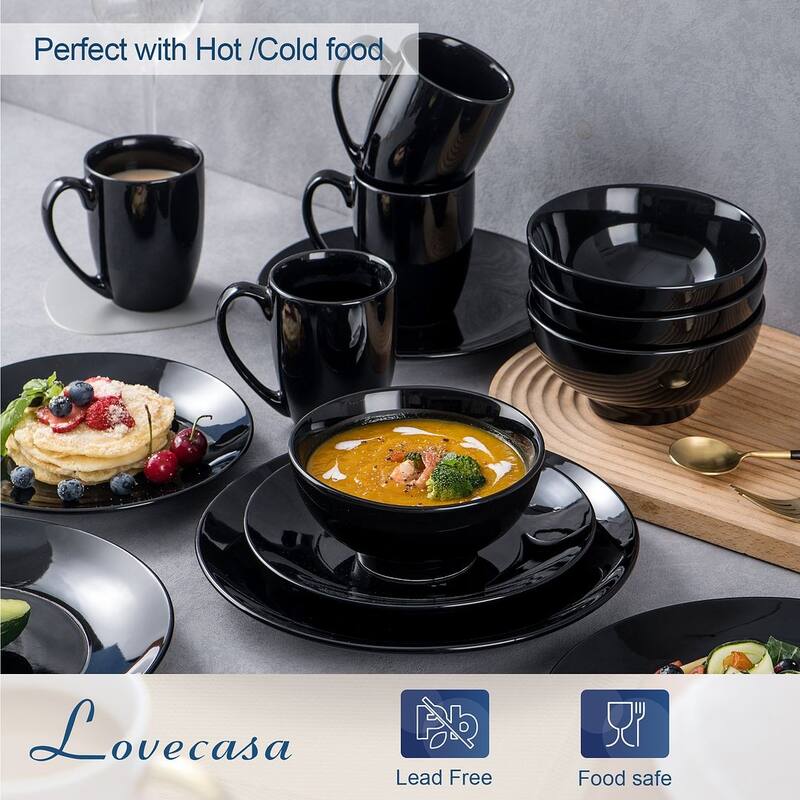 LOVECASA 16-Piece Porcelain Dinnerware Set (Service for 4) - Overstock ...