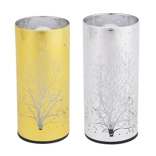 Set of 2 Hollow Out Tree Pattern Flame Led Lantern-Golden Silver Home ...