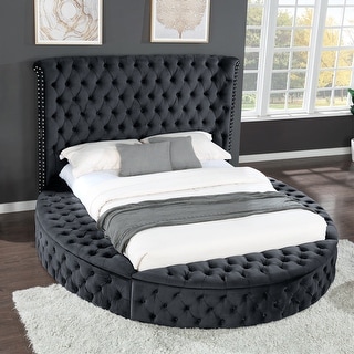 King Round Bed Black with Bluetooth Speaker - Bed Bath & Beyond - 37034638