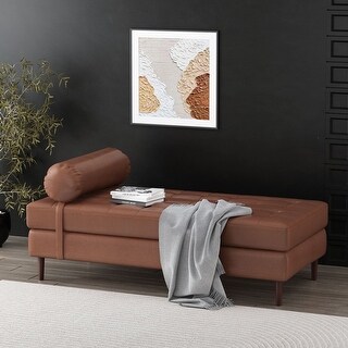 Roomfitters Modern Faux Leather Daybed with Tufted Design, Wooden Legs ...