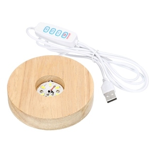 LED Light Round Wooden 3.94" 3-Colors Dimmable Display Base Stand Wood ...