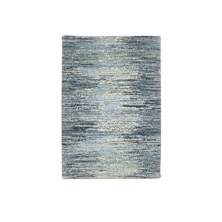 Shahbanu Rugs Blue with Touches of Ivory Only Horizontal Ombre Design ...