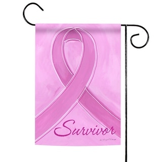 Pink "Survivor" Ribbon Outdoor Fade Resistant Garden Flag - 18" x 12.5 ...
