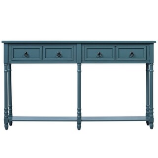 Emily Console Table with Drawers and Shelf in Antique Navy - 57.9"L x ...