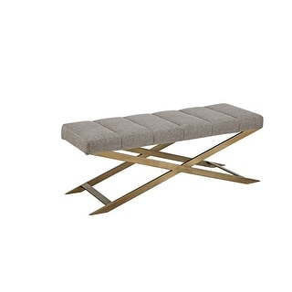 Modrest Xane Contemporary Grey Fabric & Brushed Brass Bench - Bed Bath ...