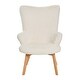 Napster Fuzzy Plush Upholstery Wingback Arm Chair with Solid Wood Legs ...