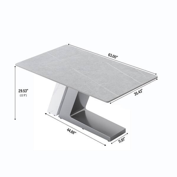 Industrial Marble Dining Table with Z shape Metal Pedestal. - Bed Bath ...