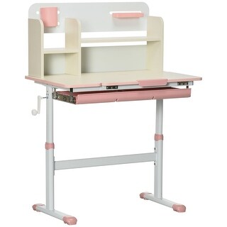 Student Writing Desk with Tilt Desktop, Drawer, Storage Shelf, Pen ...