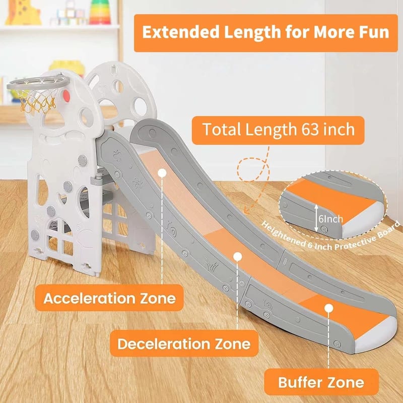 3-in-1 Slide for Kids Freestanding Game Slide with Extra Long Slipping ...