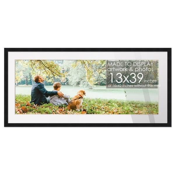 16x42 Black Picture Frame with 12.5x38.5 White Mat Opening for 13x39 ...