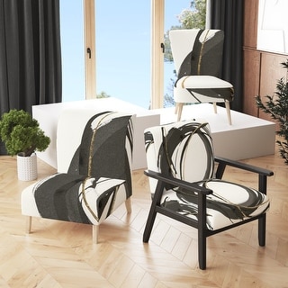 Designart "Gold Glamour Circle IV" Upholstered Glam Accent Chair - Arm ...