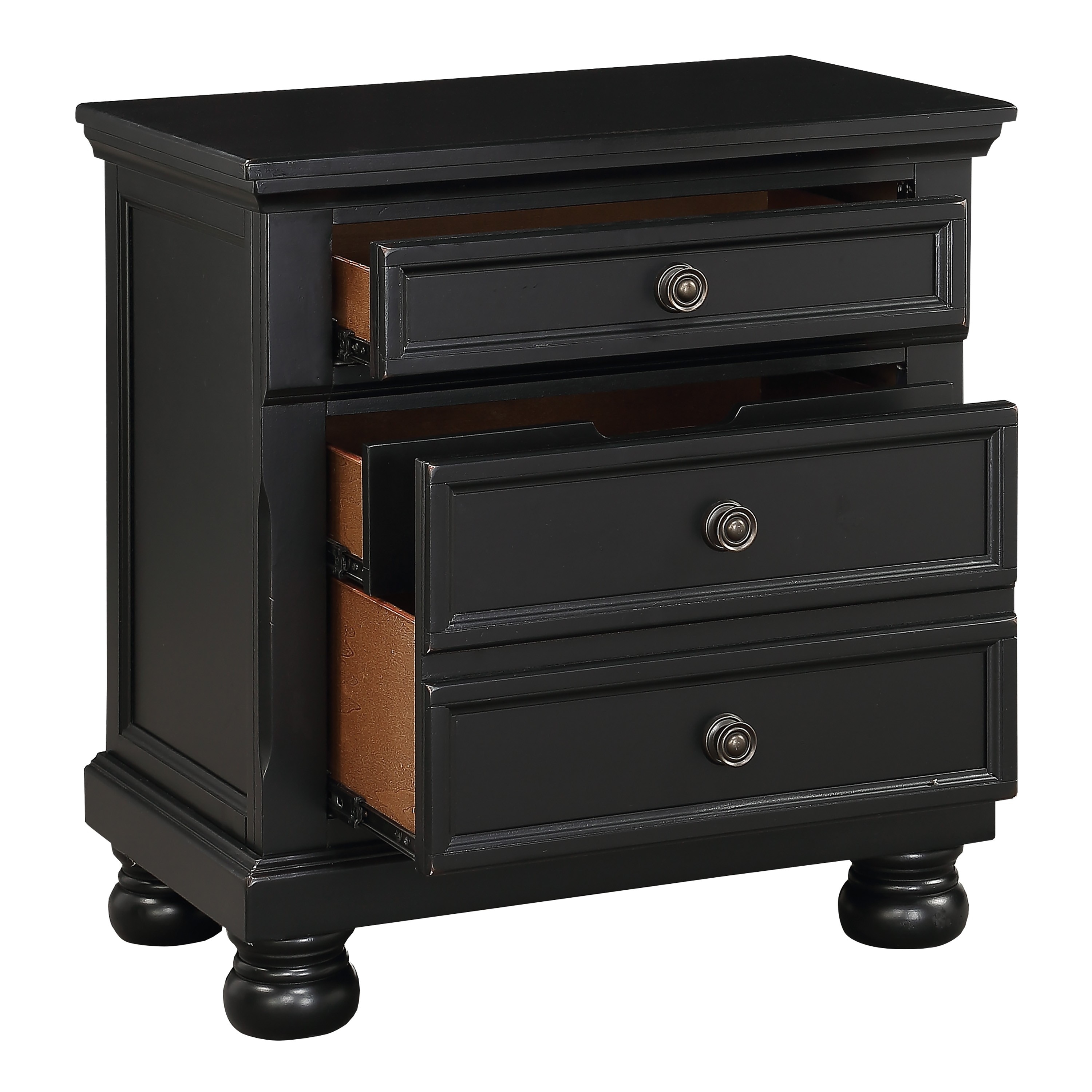 Bedroom Furniture Black Finish Bun Feet Nightstand Bed Bath Beyond 35901662