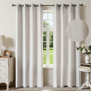 Linen Blend Solid Tone on Tone Novelty Stripe Grommet Room Darkening ...