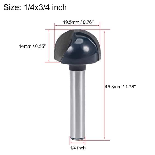 Router Bit 1/4 Shank 3/4 inch Core Box 2 Flutes Carbide Tip for ...