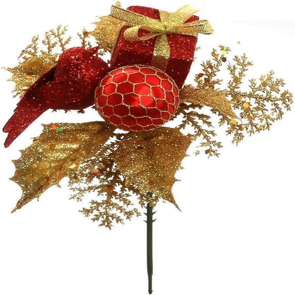 Gold Glitter Christmas Tree Picks Decoration - Bed Bath & Beyond - 36858473