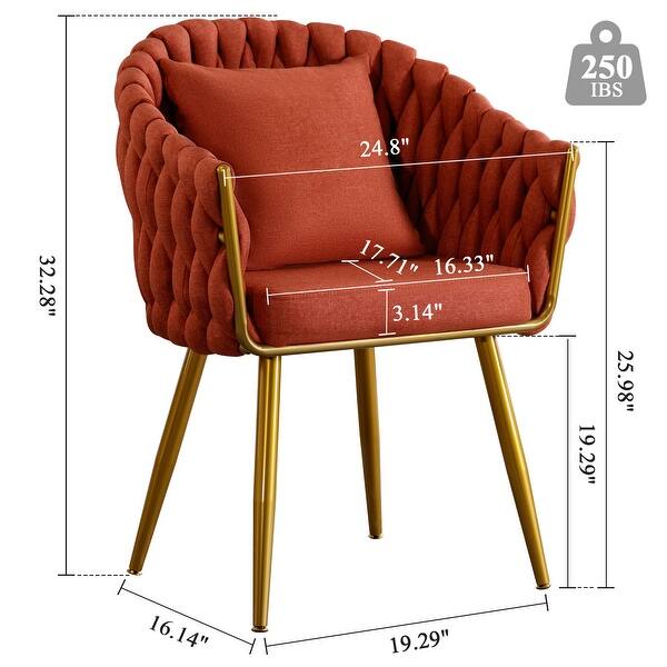 Modern Orange Accent Chair Handmade Weaving Arm Chairs, Linen Fabric ...
