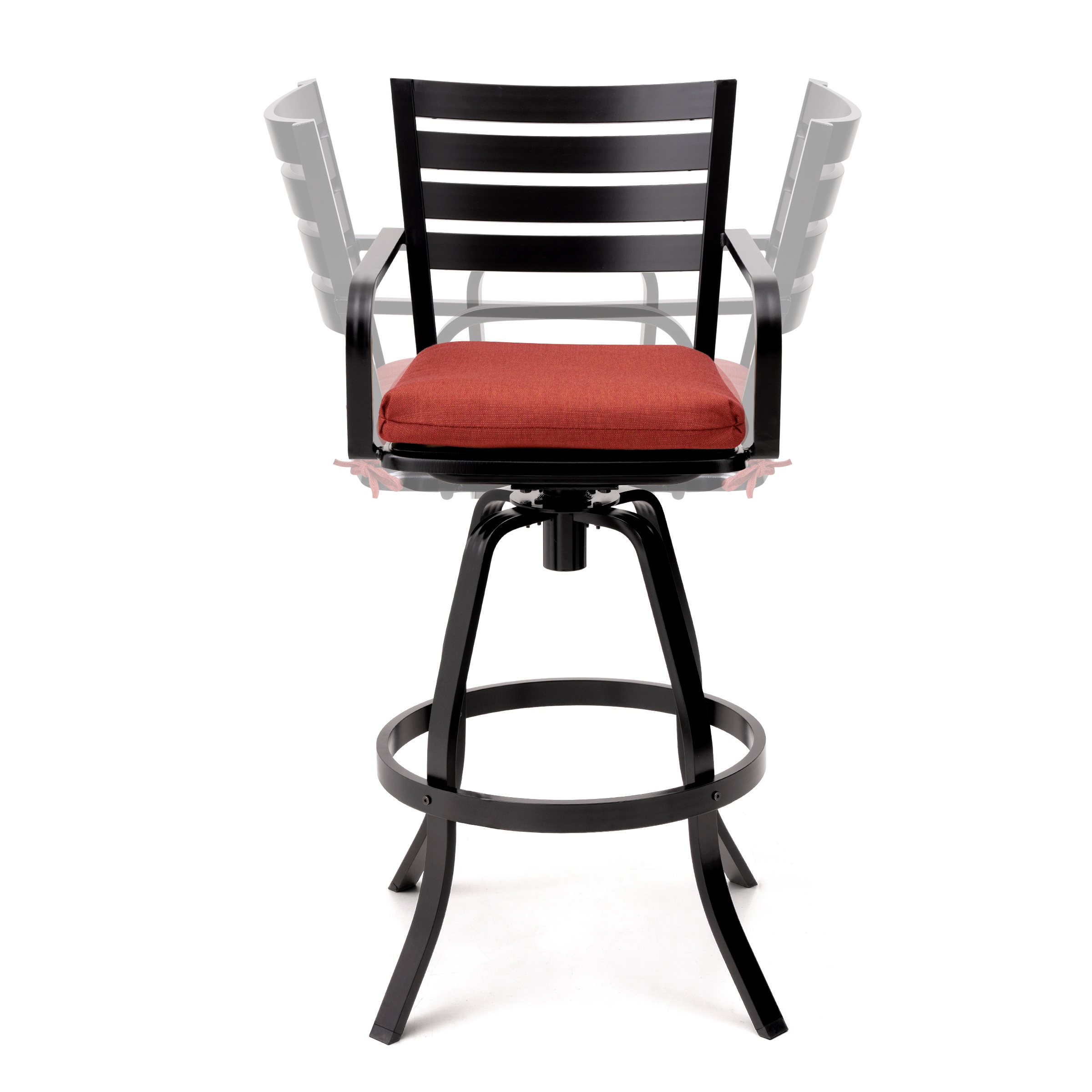 Outdoor Cast Aluminum Bar Stools With Sunbrella Seat Cushion Set Of 2