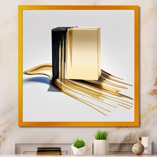 Designart "Black And Gold Cubic Expression VIII" Modern Framed Art ...