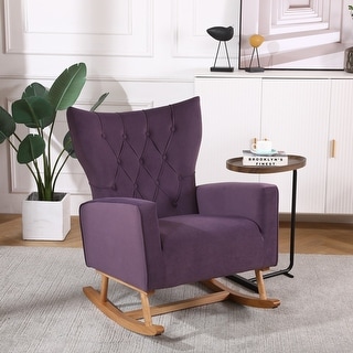 Versatile Kids Rocking Chair Purple Velvet Padded Armchair Modern High ...