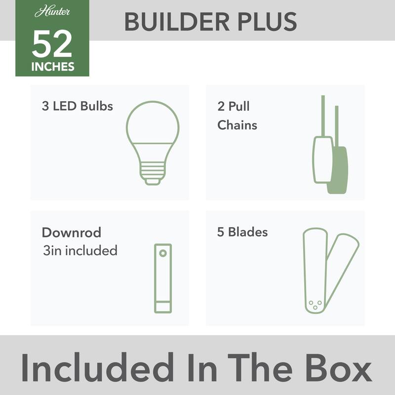 Hunter Fan 52" Builder Plus - Silver - Overstock - 8948511
