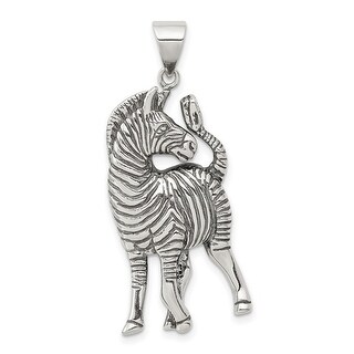 Curata 925 Sterling Silver 18" 35x18mm Open back Zebra Pendant Necklace ...