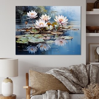 Designart "Reflective Lotus Stillness Meditation I" Lotus Wall Art ...