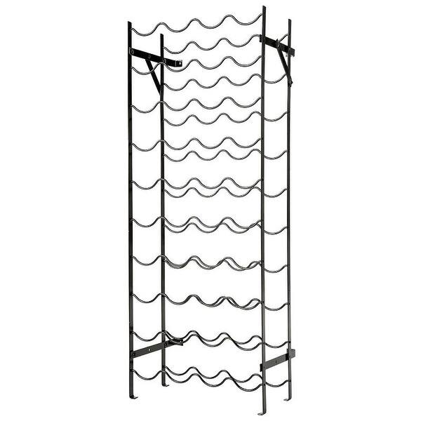 Black Metal 40-Bottle Wine Rack with Wall Anchors - 15W x 8D x 39.5H ...