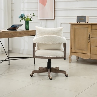 Computer Chair Office Chair Boucle Swivel Desk Chair with Wheels - Bed ...