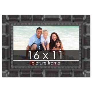 16x11 Bamboo Black Complete Wood Picture Frame with UV Acrylic, Foam ...