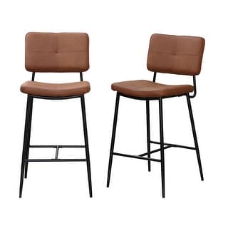 Set of 2 Bar Stools, Upholstered Heavy-Duty Steel Frame Bar Chairs ...