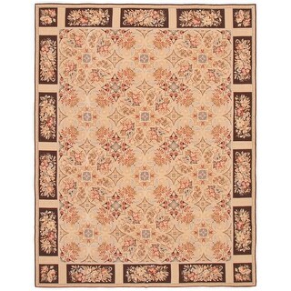 ECARPETGALLERY Needlepoint French Tapestry Tan Wool Tapestry Kilim - 8 ...