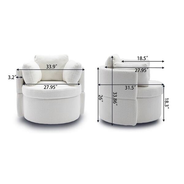 Ivory Modern Upholstered Swivel And Storage Chair For Living Room With ...