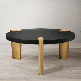 Evari Modern Artistic Round Coffee Table Solid Wood Gold Legs for ...