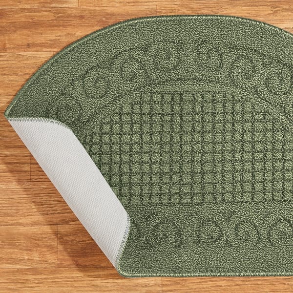 Scroll Border Berber Tufted Skid-Resistant Accent Slice Rug - Bed Bath ...